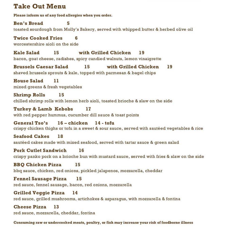 Menu at Molly’s Kitchen and Bar, Mount Carroll