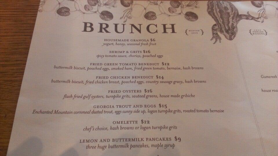 Menu at Parish restaurant, Atlanta