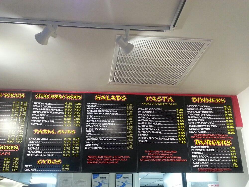 Menu at University Pizza pizzeria, Framingham