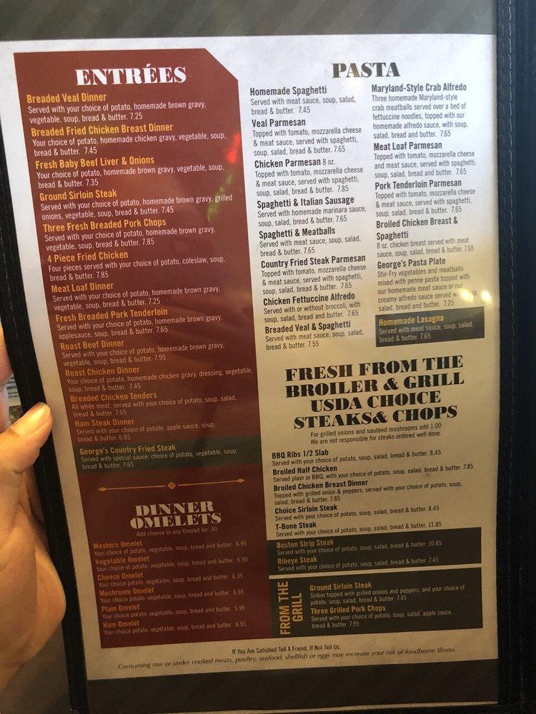 Menu at George's Kitchen restaurant, Cleveland