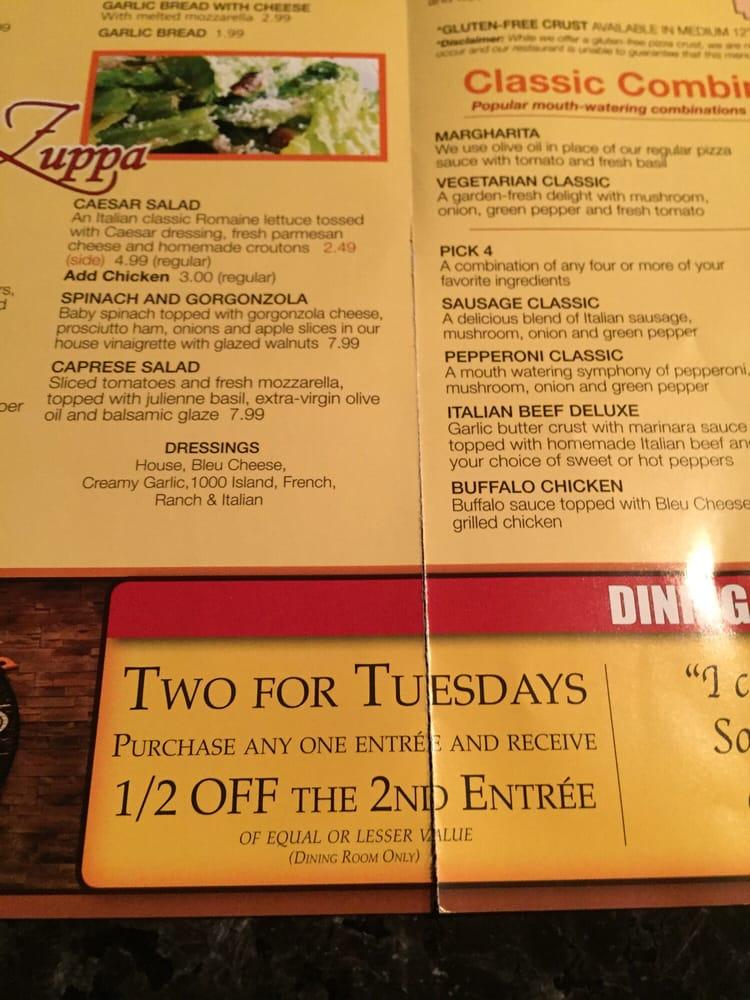 Menu at Maciano's Pizza & Pastaria pizzeria, Vernon Hills, 271 W ...