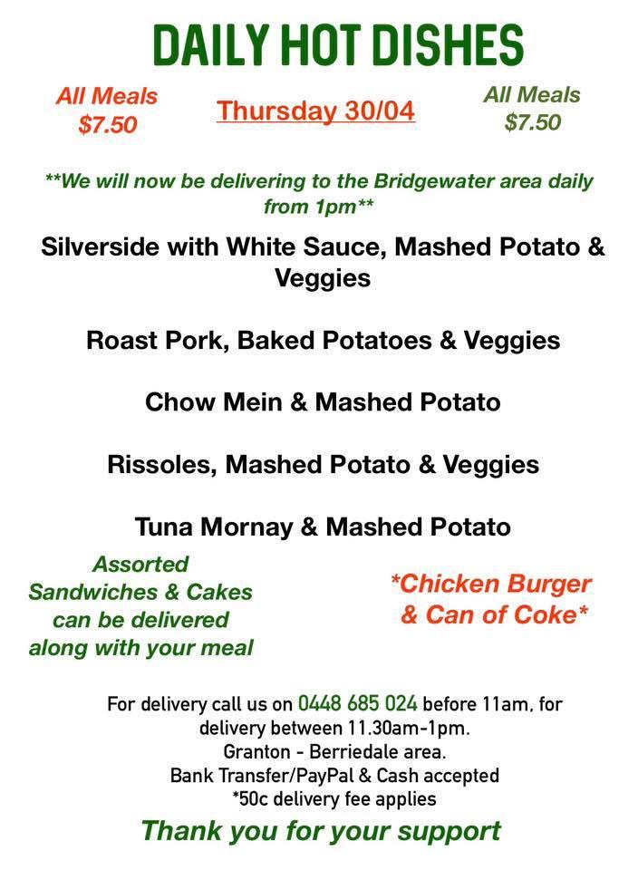 Menu at Platform One fast food, Claremont