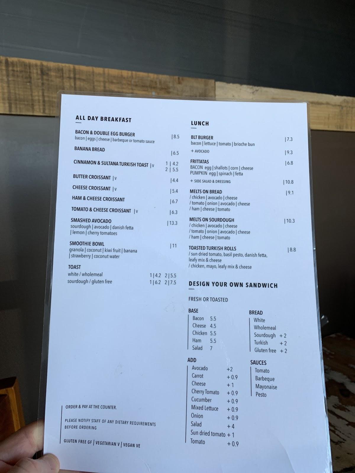 Menu at Biv's Coffeehouse. restaurant, Morisset