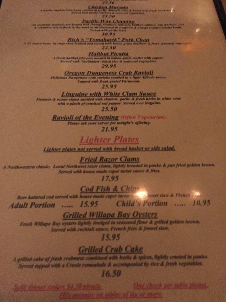 Menu at Pacific Way Bakery, Gearhart