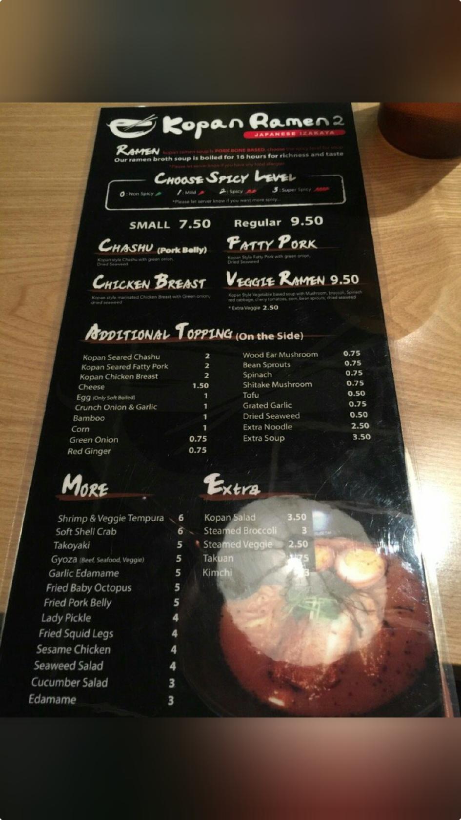 Menu at Kopan Sushi & Ramen restaurant, Burbank, 220 N San Fernando Blvd