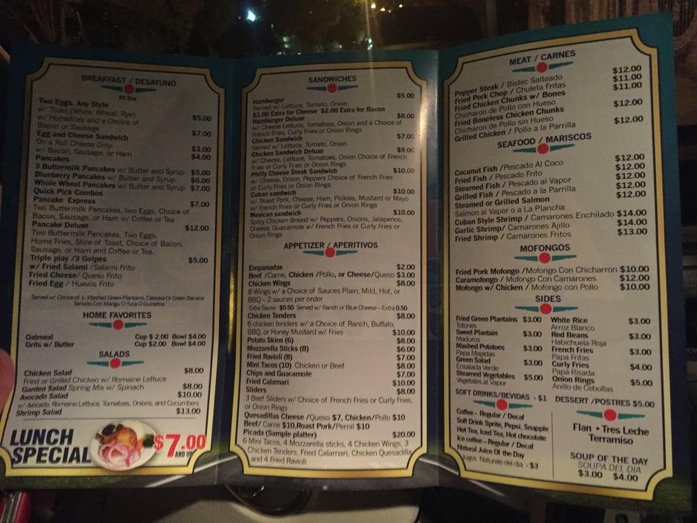 Menu at LaGuardia Cafe, New York City