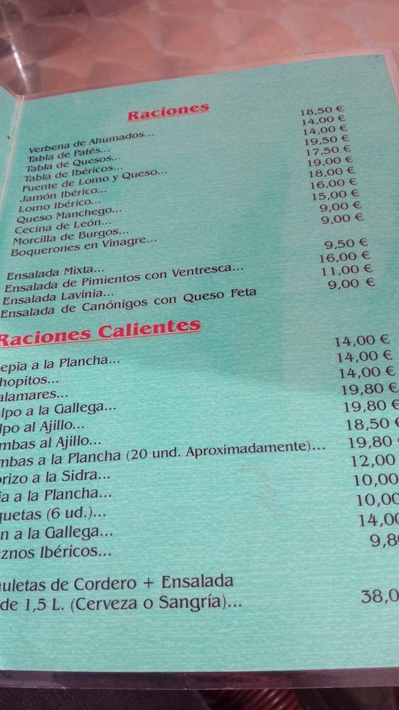 Menu at Lavinia 57 pub & bar, Madrid, Calle Guarena 7