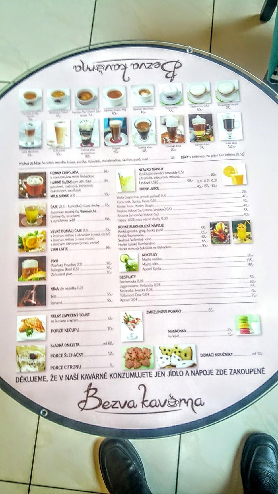 Menu at cool cafe, Prague