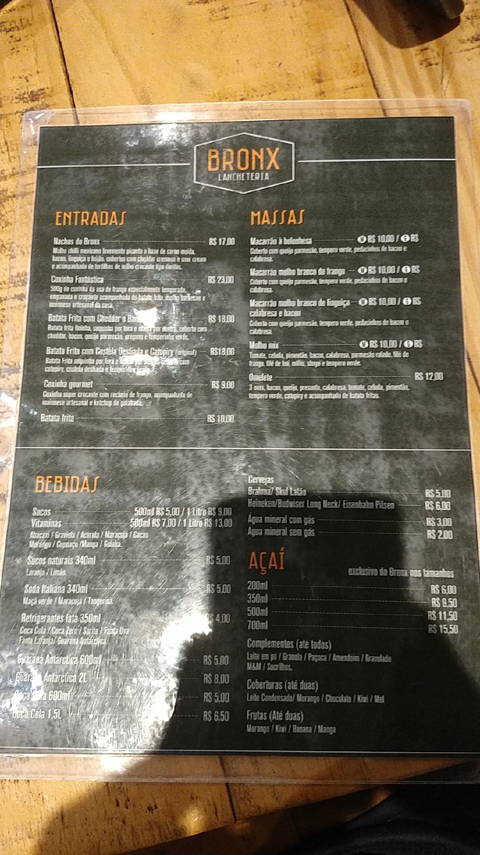 Menu at Bronx Lancheteria pub & bar, Serra, Av. Guarani