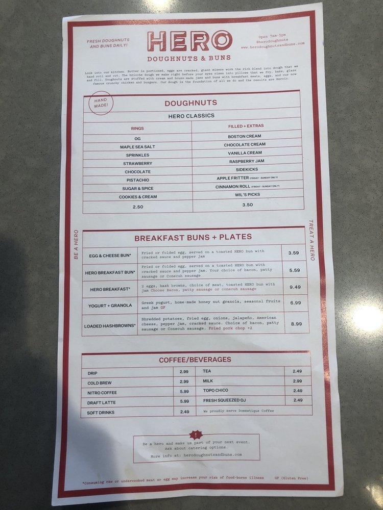 Menu at HERO, Birmingham, 1st Ave S Suite 135