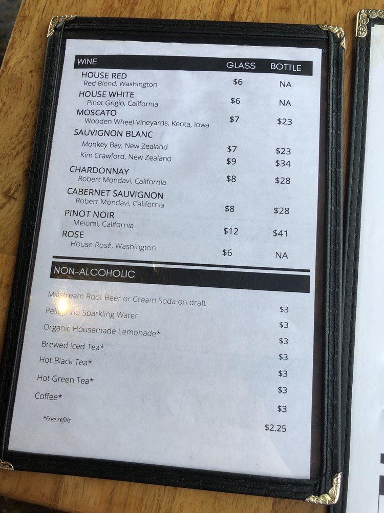 Menu at Kalona Brewing Company pizzeria, Kalona