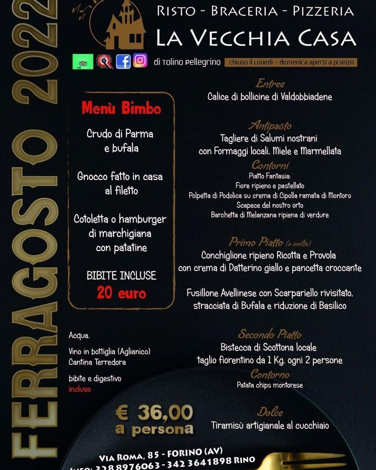 Menu at La Vecchia Casa pizzeria, Forino