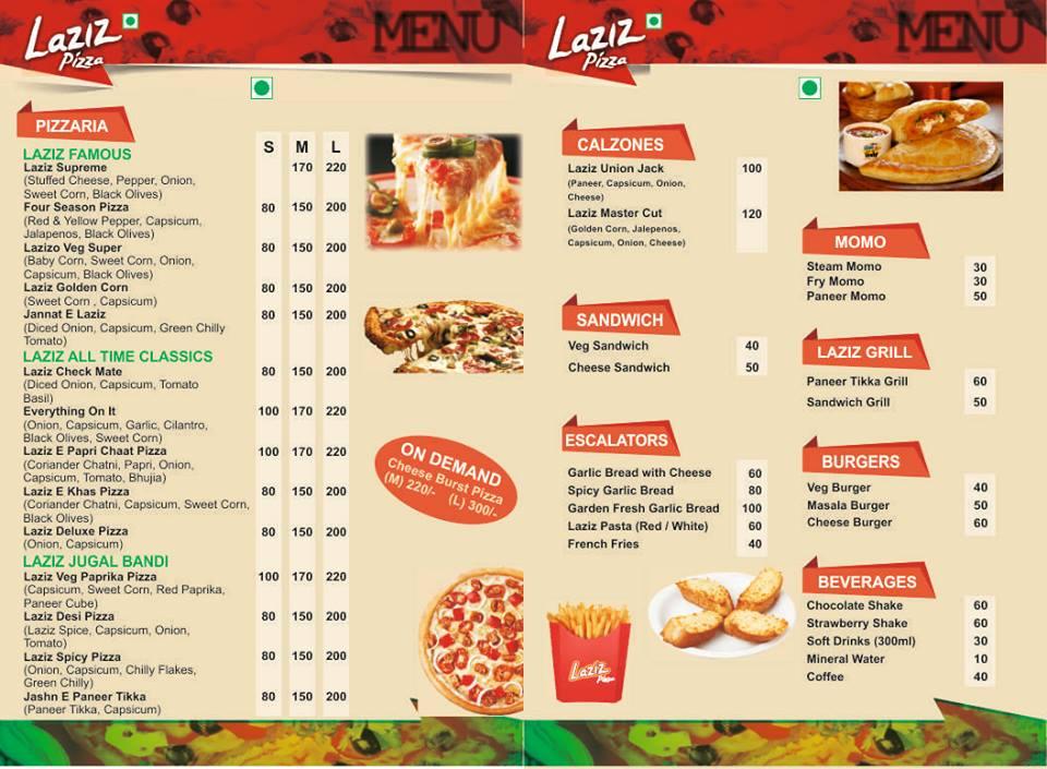Menu at Laziz Pizza, Siliguri, Orchid Square Lower Ground Floor ...