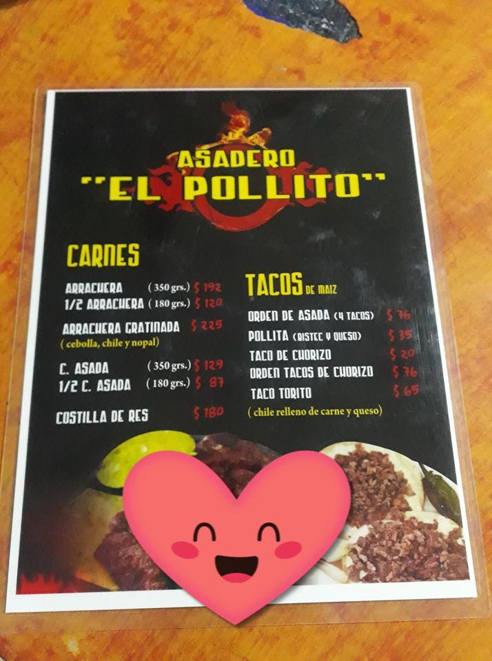 Menu at Pollo feliz y asadero el pollito restaurant, La Mira