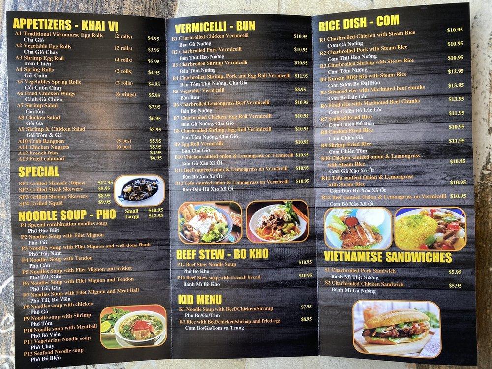 Menu at Pure Pho & Grill pub & bar, Cumming