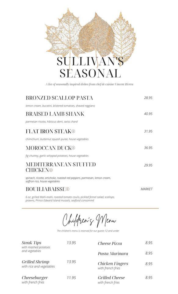 Menu at Sullivan's Metropolitan Grill pub & bar, Anderson