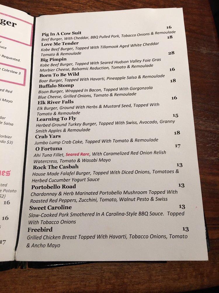 Menu at Thunder Burger & Bar, Washington