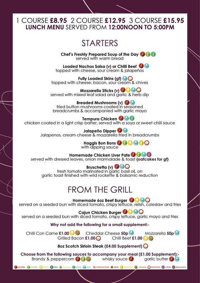 Menu at The Junction restaurant, Coatbridge