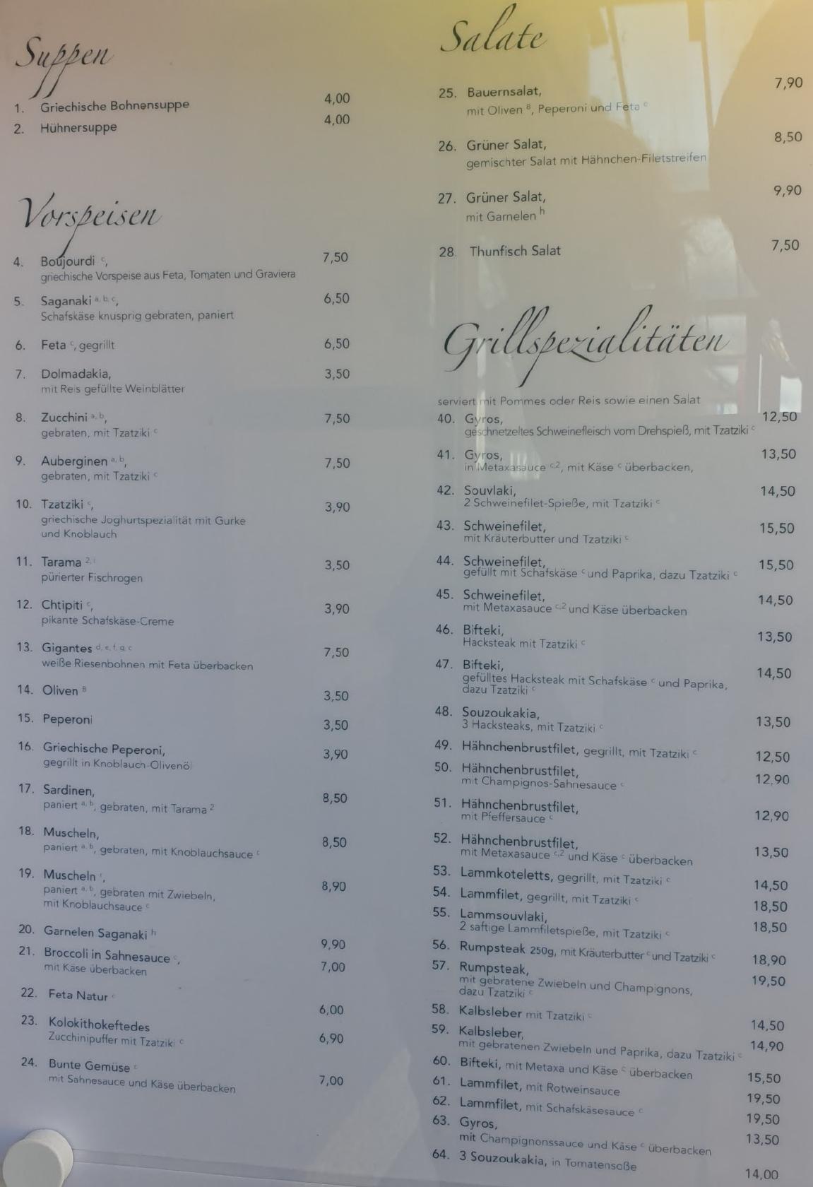 Speisekarte von Meteora restaurant, Hanerau-Hademarschen