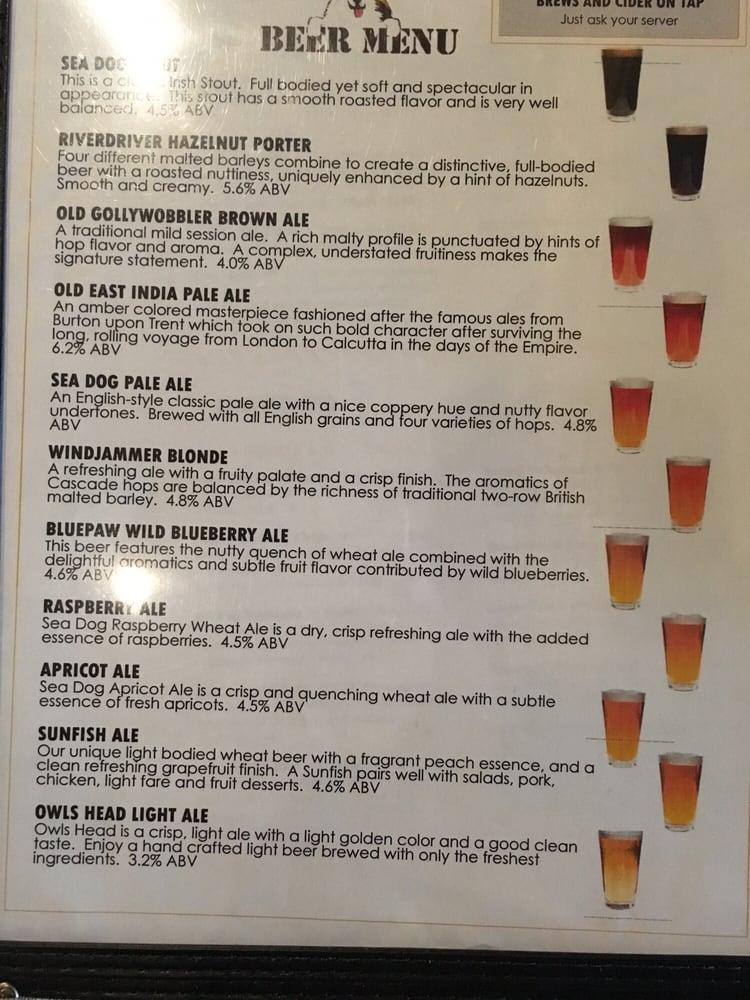 Menu at Sea Dog Brewing Co pub & bar, Bangor
