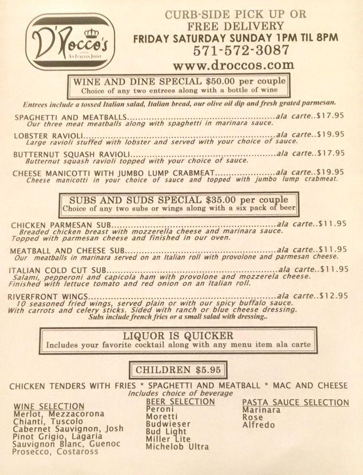 Menu at The Tap Room pub & bar, Occoquan