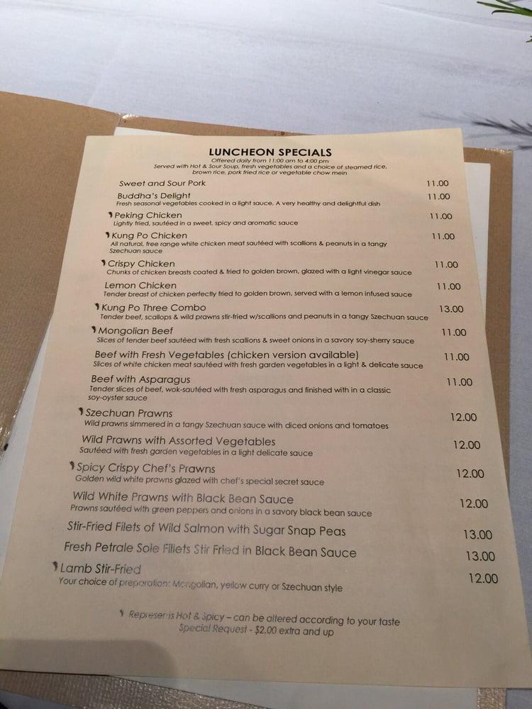 Menu at Uncle Yu's at the Vineyard restaurant, Livermore