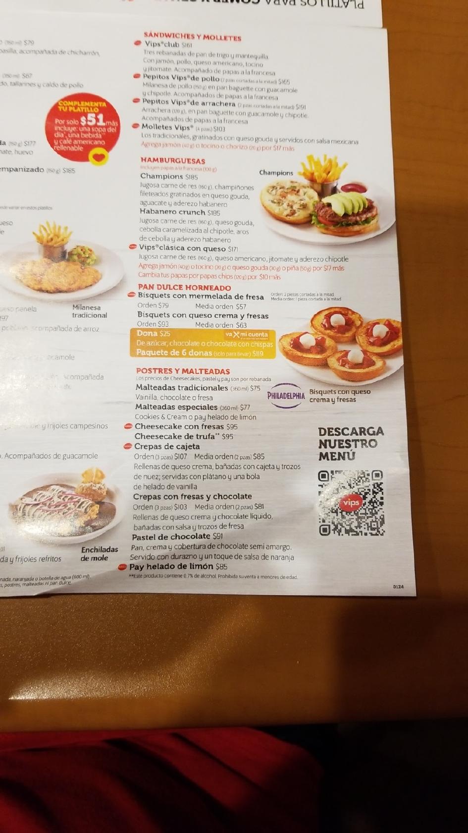 Carta del restaurante Vips Playa del Carmen II, Playa del Carmen, Av ...