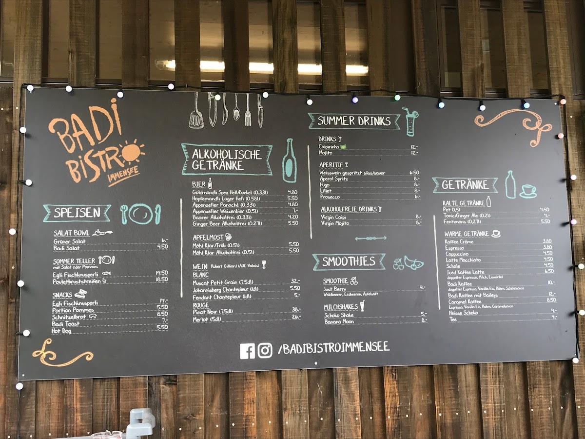Speisekarte von Badi Bistro Immensee, Küssnacht