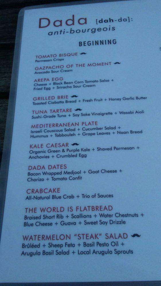 Menu at Dada pub & bar, Delray Beach