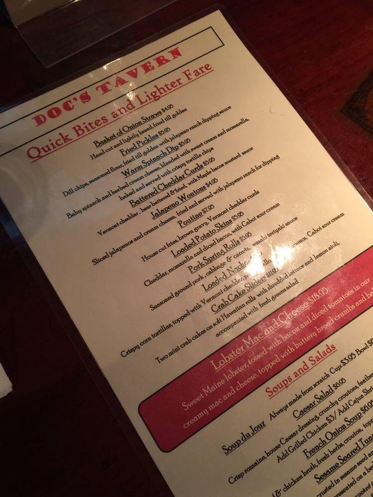 Menu at Doc's Tavern pub & bar, Rochester