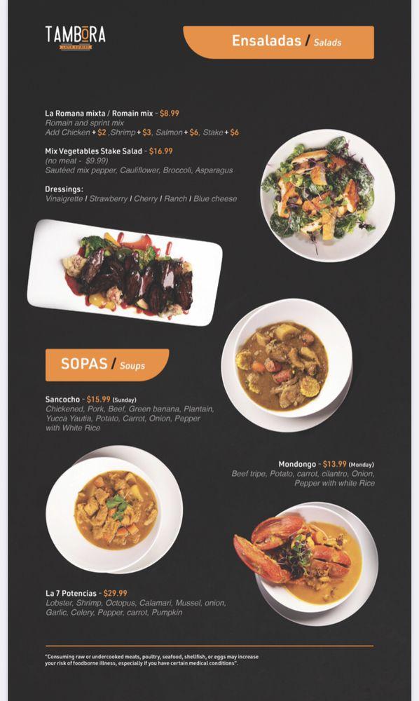 Carta del restaurante Tambora Latin Cuisine, Newport News