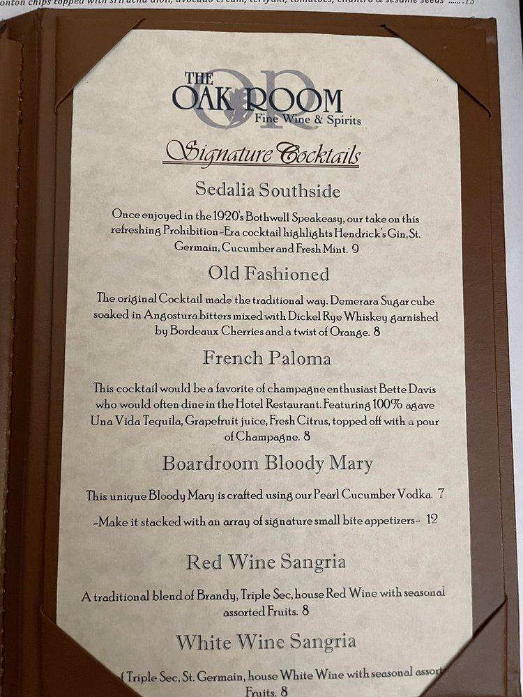 Menu at The Ivory Grille restaurant, Sedalia