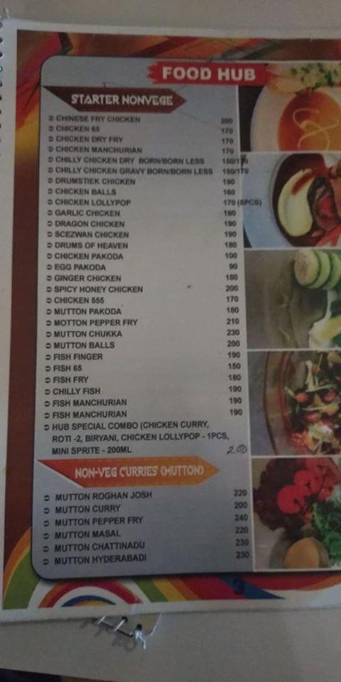 Menu at Food Hub, Biswanath Charali