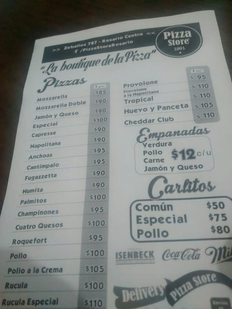 Menu at Pizza Store pizzeria, Rosario