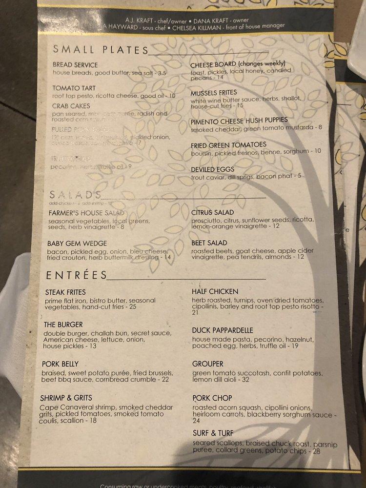 Menu at Root & Branch bistro + bar, Clermont