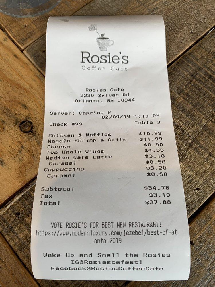 Menu at Rosie's Cafe, Atlanta, Sylvan Rd