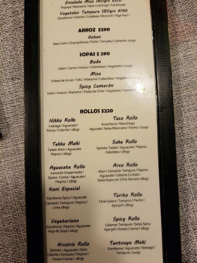 Menu at Sky bar, Mexico, Tourist Corridor