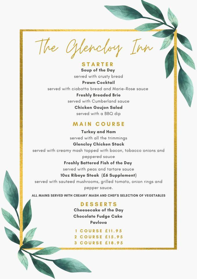 Menu at The Glencloy Inn pub & bar, Carnlough, 1 Bridge St