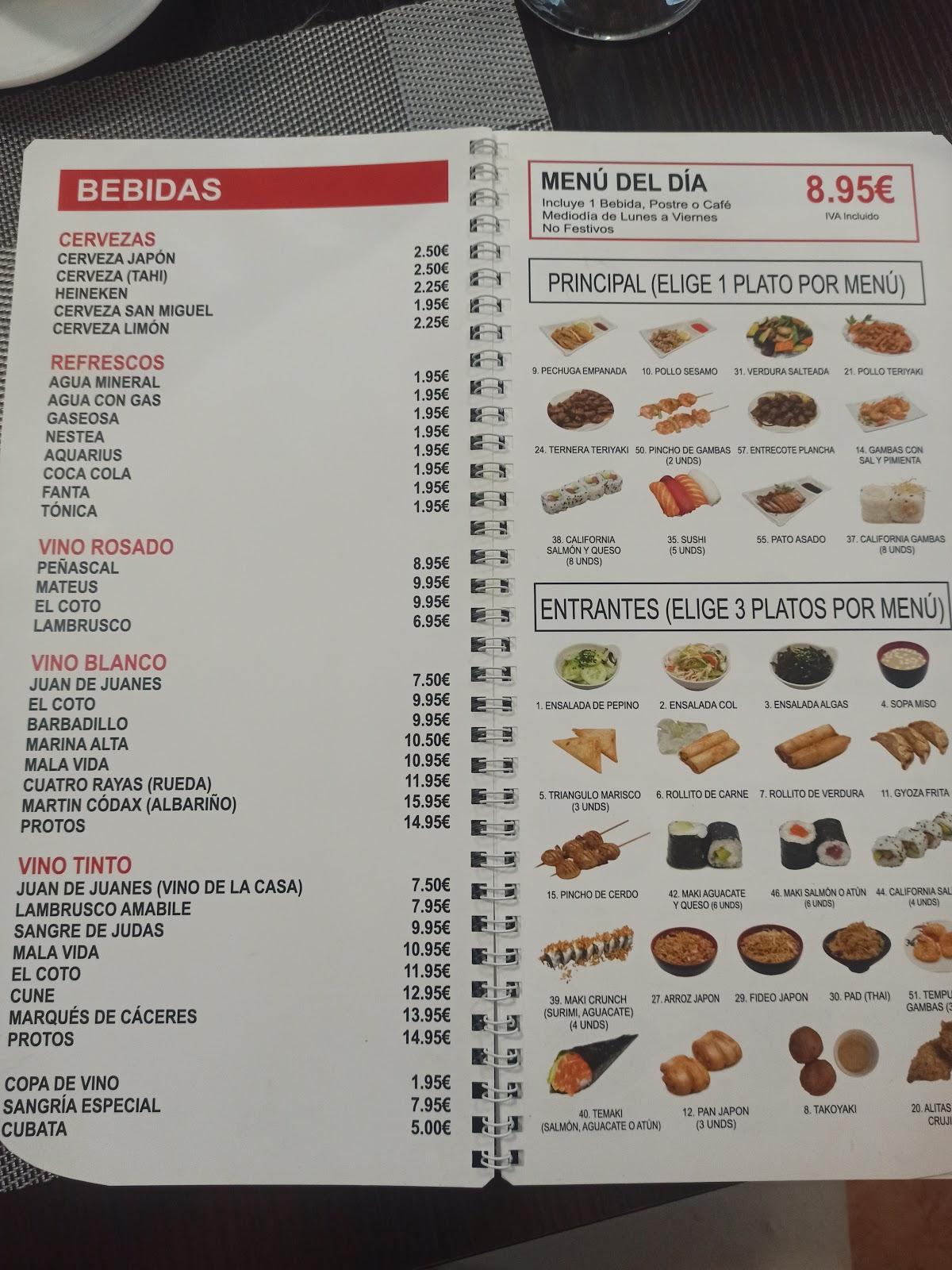 Menu at restaurante japones KOBE, Valencia