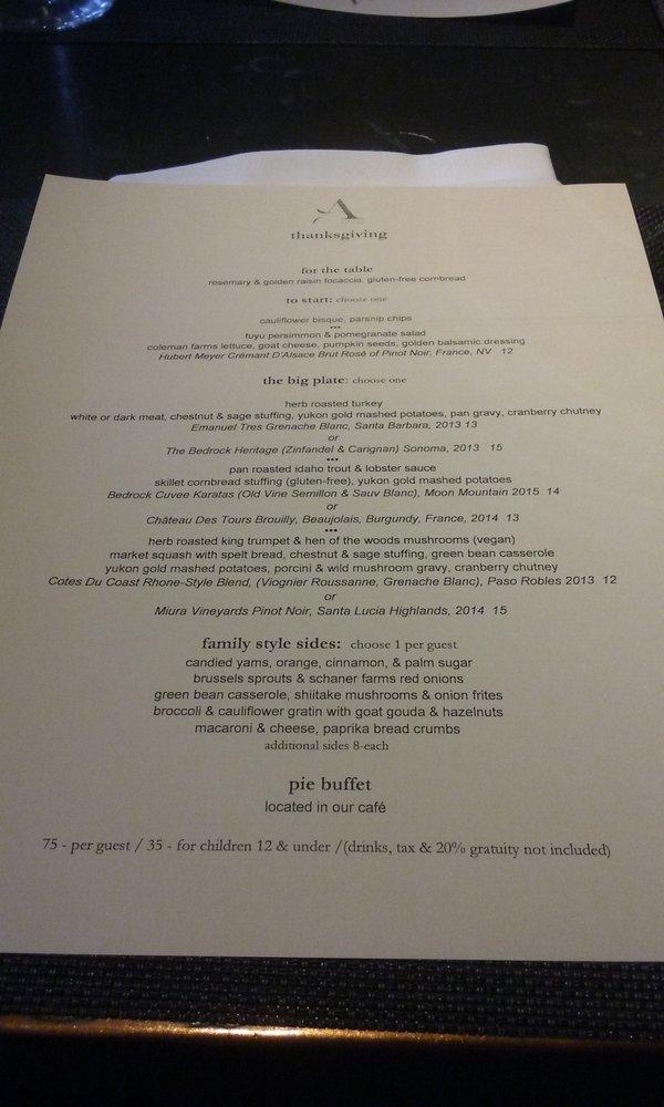 Menu at AKASHA restaurant, Culver City