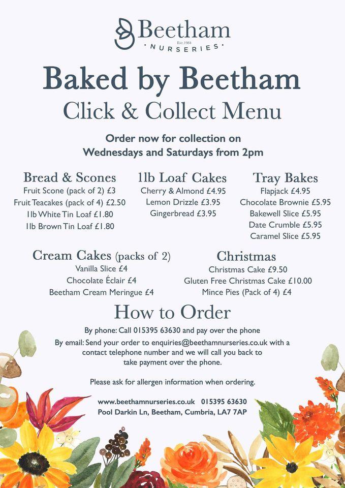 Menu at Beetham Nurseries cafe, Beetham, Pool Darkin Ln