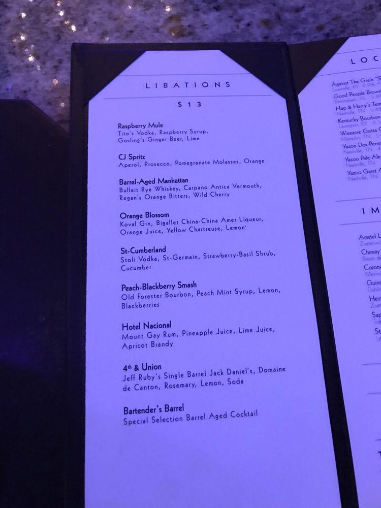 Menu at Jeff Ruby's Steakhouse, Nashville, Nashville