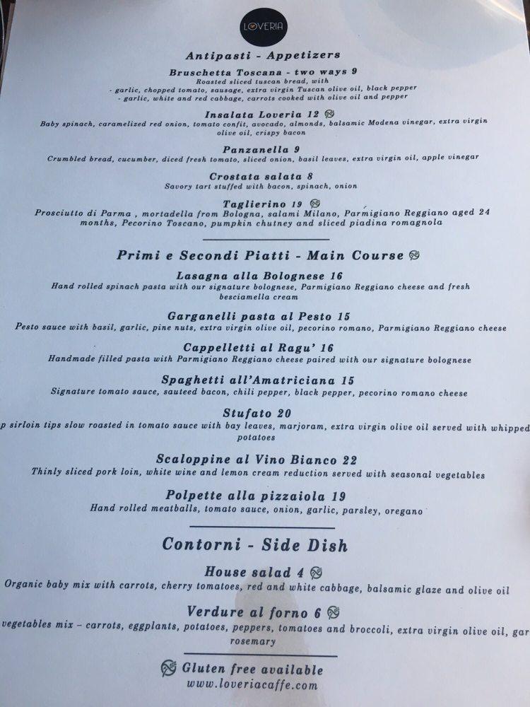 Menu at Loveria Caffè Taste Of Italy pub & bar, Colleyville