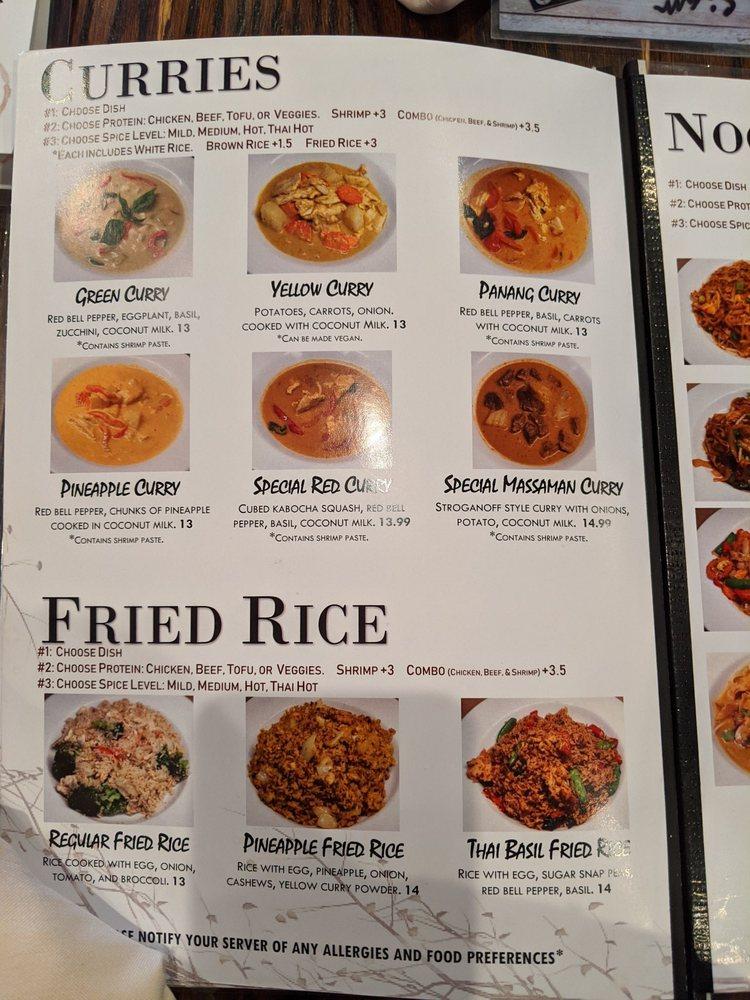 Menu at NaRai Siam Cuisine restaurant, Colorado Springs