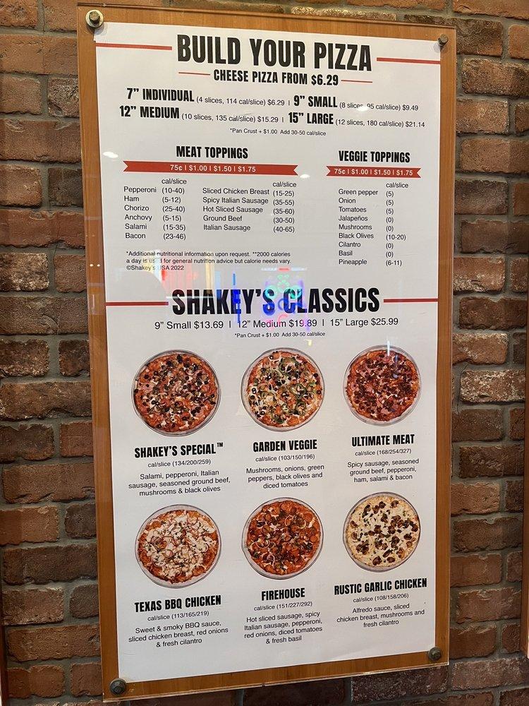 Menu at Shakey's Pizza Parlor pizzeria, Buena Park, Valley View St