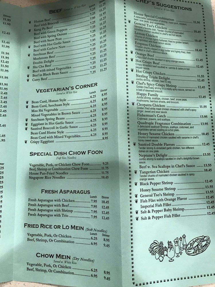Menu at Shang Hai Restaurant, Olney
