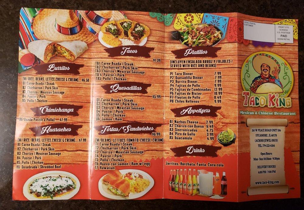 Menu at Taco King & Chinese Food restaurant, Sycamore