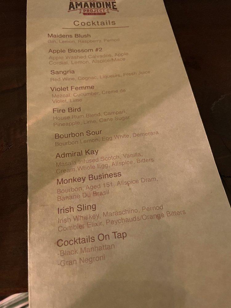 Menu at Amandine Lounge pub & bar, Los Altos