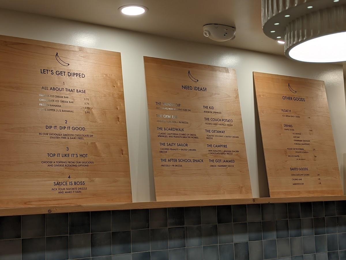 Menu at Balboa’s desserts, Mesa