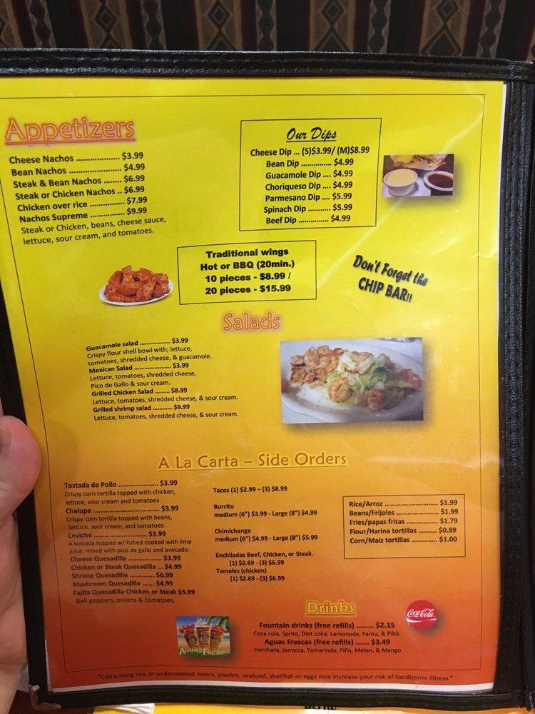 Menu at El Rinconcito restaurant, Statesboro, 2 College Plaza